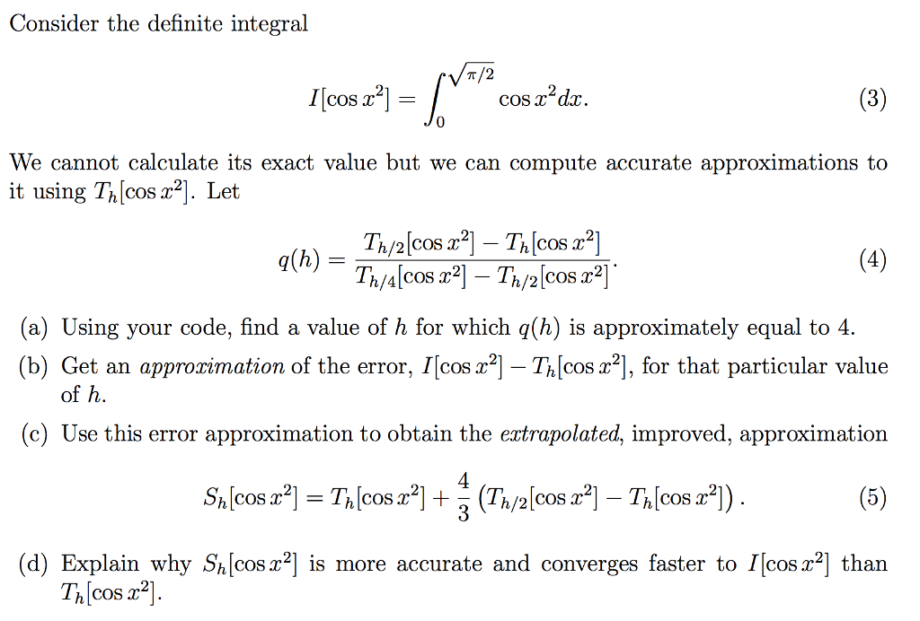 Consider the definite integral 0 We cannot calculate | Chegg.com