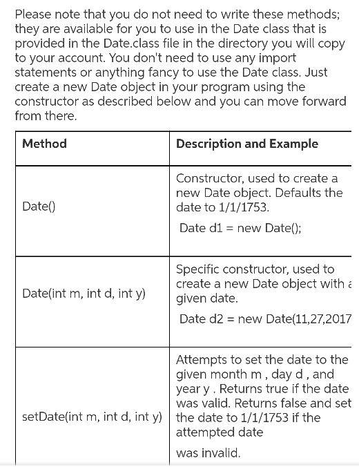 Solved Overview of Program You will read dates from a | Chegg.com