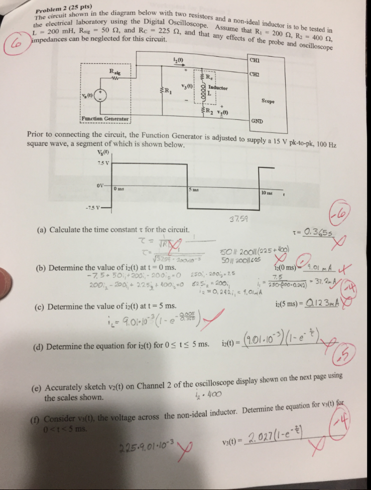 Solved Problem 2 (25 pts) The circuit shown in the diagram | Chegg.com