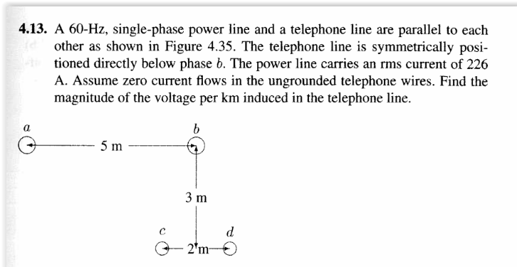 Solved A 60-Hz, single-phase power line and a telephone line | Chegg.com