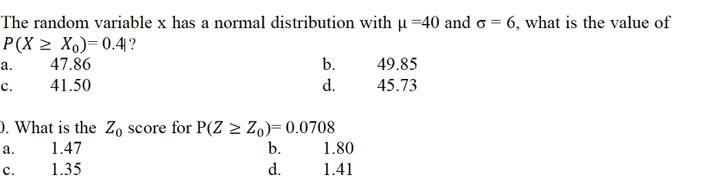 Solved The random variable x has a normal distribution with | Chegg.com