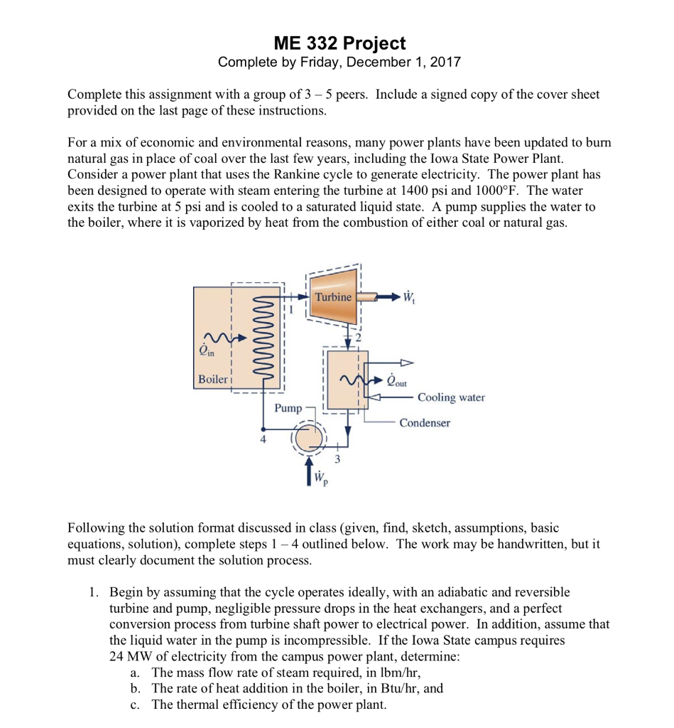 Solved ME 332 Project Complete by Friday, December 1, 2017 | Chegg.com