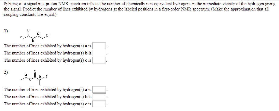 Solved Splitting of a signal in a proton NMR spectrum tells | Chegg.com