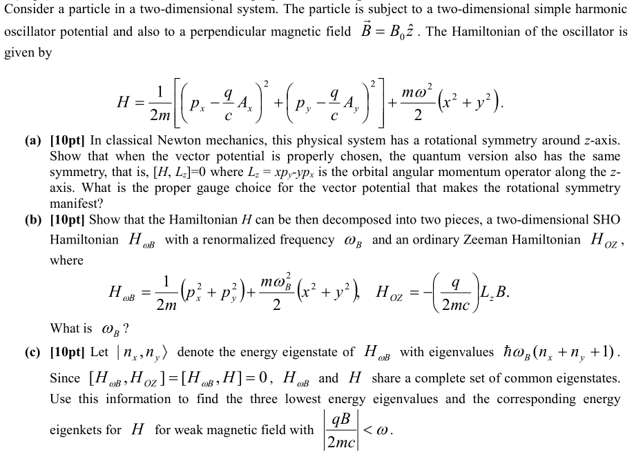 Solved Consider a particle in a two-dimensional system. The | Chegg.com