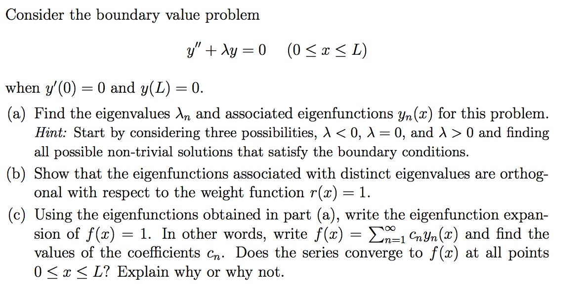 Solved Consider the boundary value problem y" + lambda y = 0 | Chegg.com