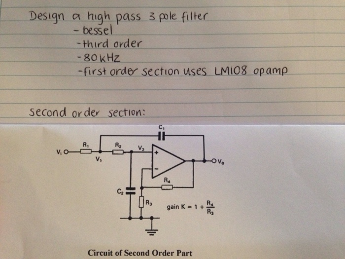 Solved Design a high pass 3 pole filter bessel third order | Chegg.com