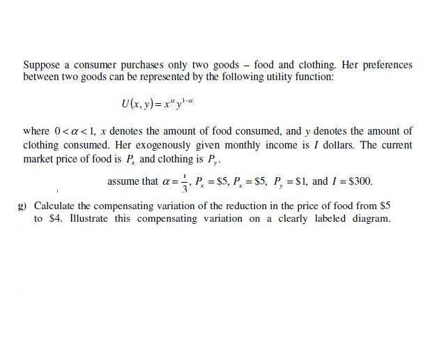 Solved Suppose a consumer purchases only two goods - food | Chegg.com
