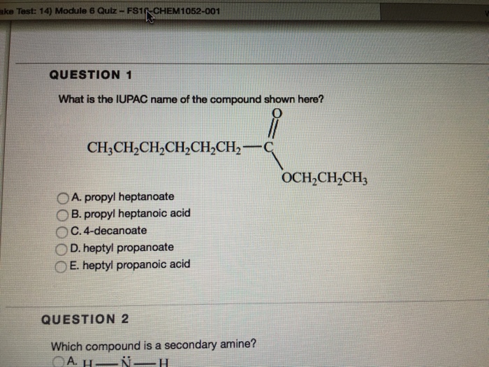 Solved What is the IUPAC name of the compound shown here? | Chegg.com