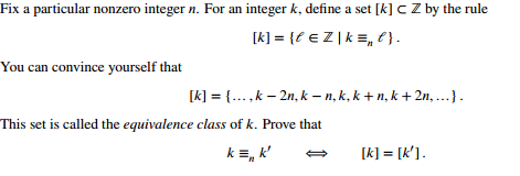 Solved Fix a particular nonzero integer n. For an integer k, | Chegg.com