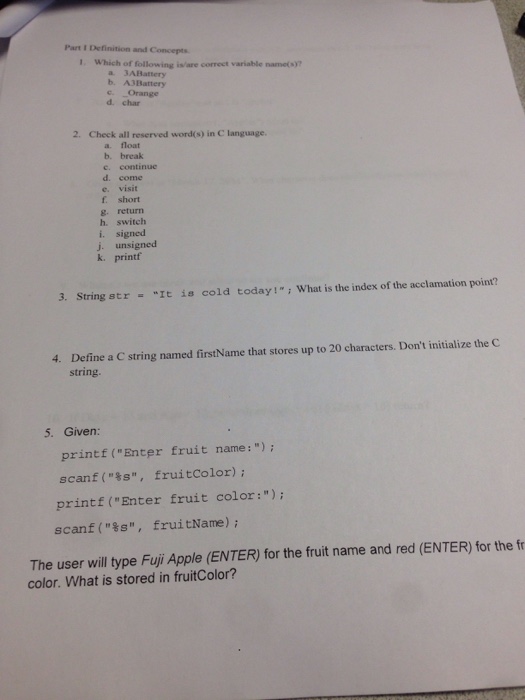 Solved Which of following is/are correct variable name(s)? | Chegg.com
