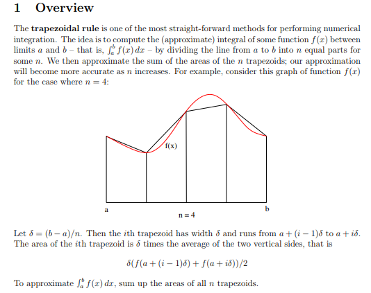 Solved 1 Overview The trapezoidal rule is one of the most | Chegg.com