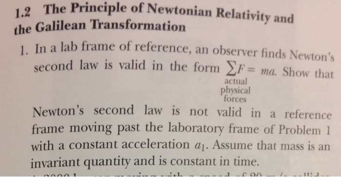 Solved The Principle of Newtonian Relativity and the | Chegg.com