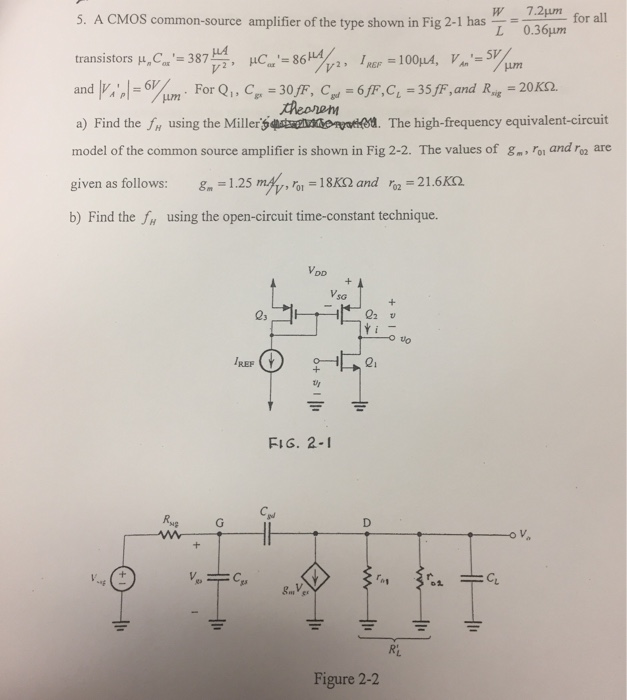 Solved A CMOS common-source amplifier of the type shown in | Chegg.com