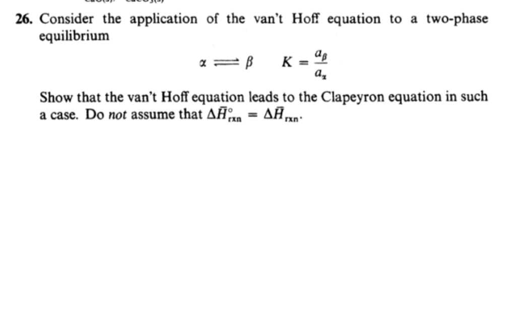 Consider the application of the van't Hoff equation | Chegg.com