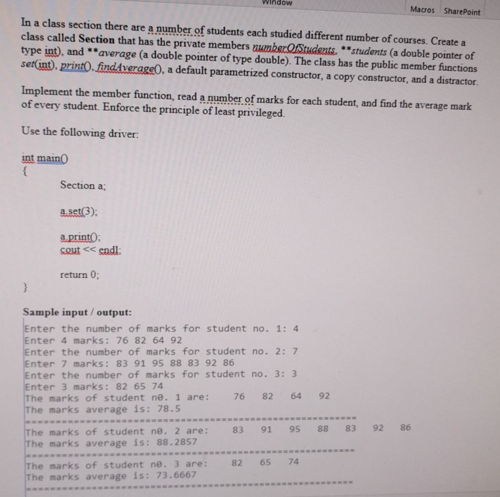 Solved Window Macros SharePoint In a class section there are | Chegg.com