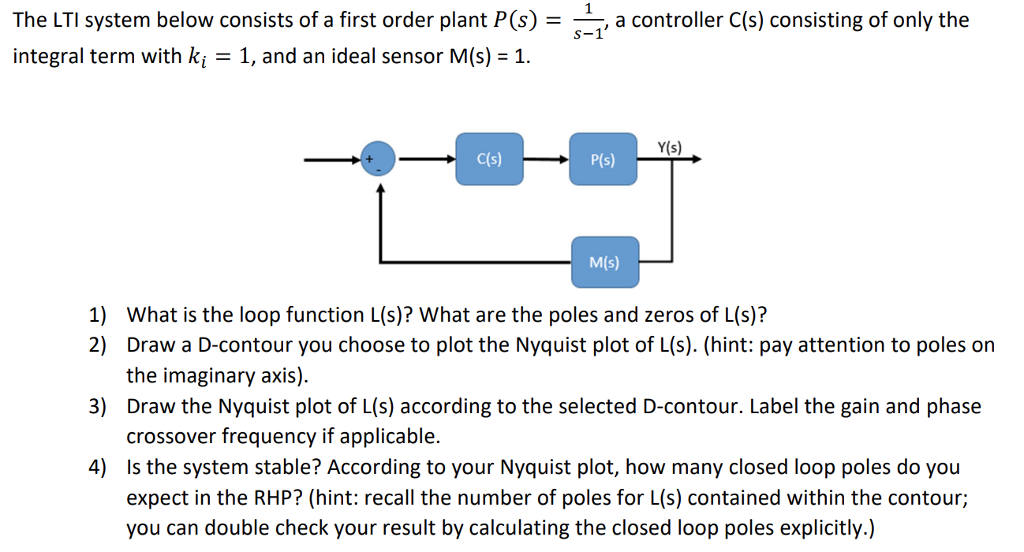 Solved The LTI system below consists of a first order plant | Chegg.com