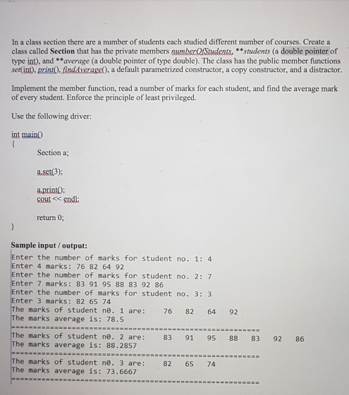 Solved In a class section there are a number of students | Chegg.com