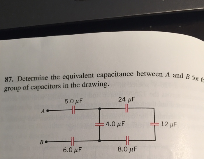 Solved 87. Determine the equivalent capacitance between A | Chegg.com