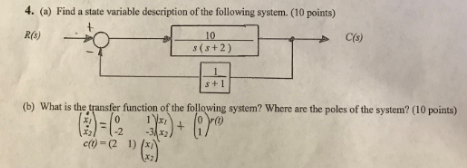 Solved 4. (a) Find a state variable description of the | Chegg.com