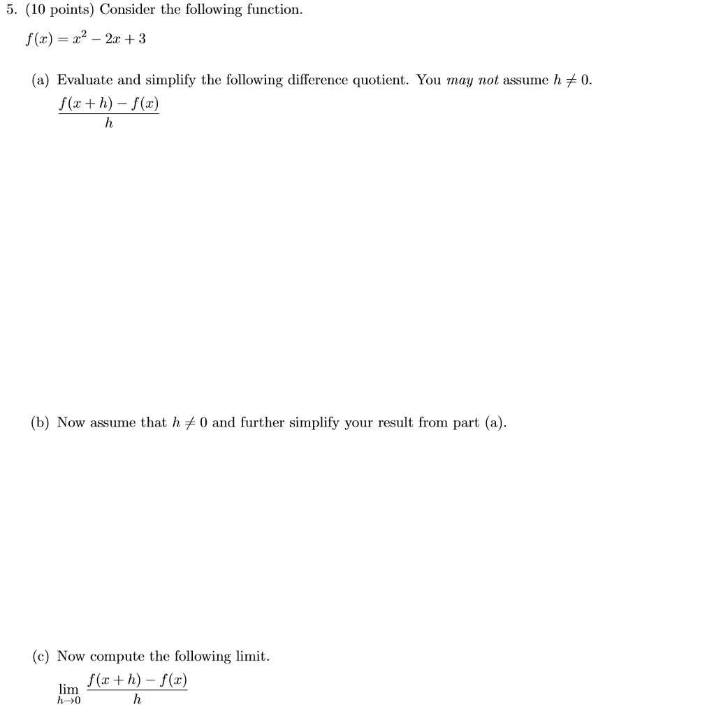 Solved Consider The Following Function F X X 2 2x 3