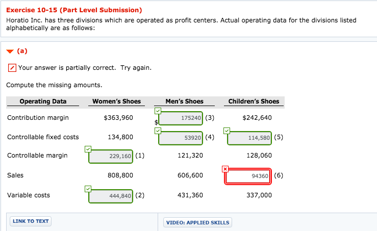 Solved Exercise 10-15 (Part Level Submission) Horatio Inc. | Chegg.com