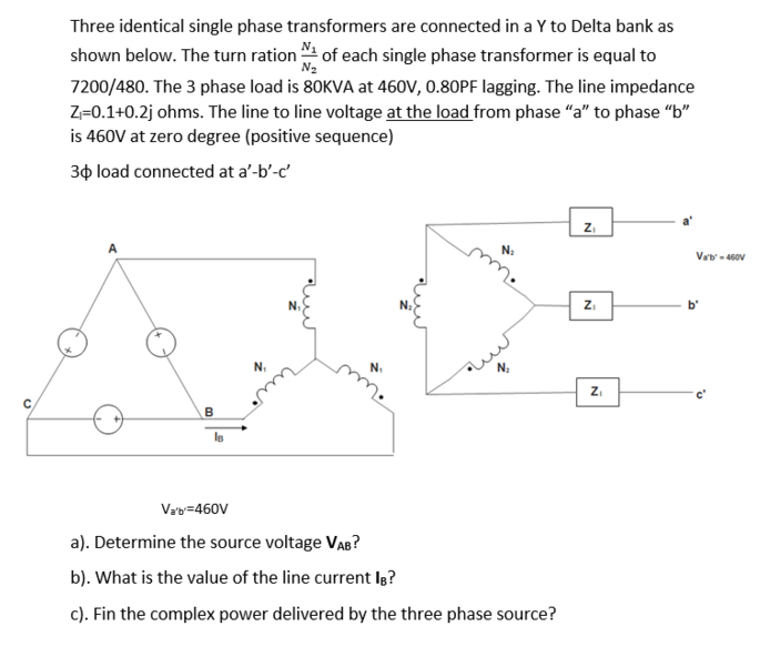 Solved Three identical single phase transformers are | Chegg.com