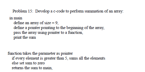 Solved Develop a e-code to perform summation of an array: | Chegg.com
