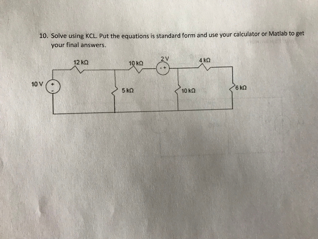 Solved Solve using KCL. Put the equations in standard form | Chegg.com