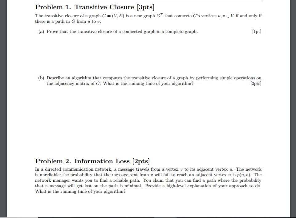Solved Problem 1 Transitive Closure 3pts The Transitive