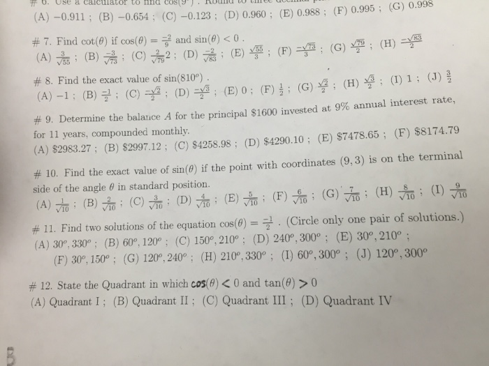 Solved Use a calculator to find cos(9 degree). Round to | Chegg.com