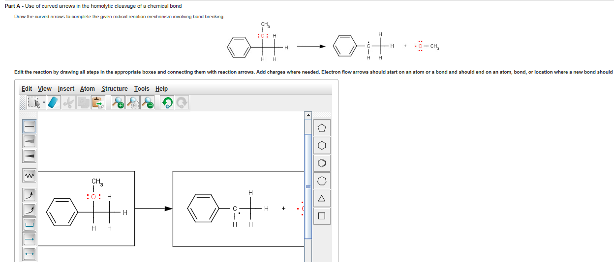 Solved Part A - Use of curved arrows in the homolytic | Chegg.com