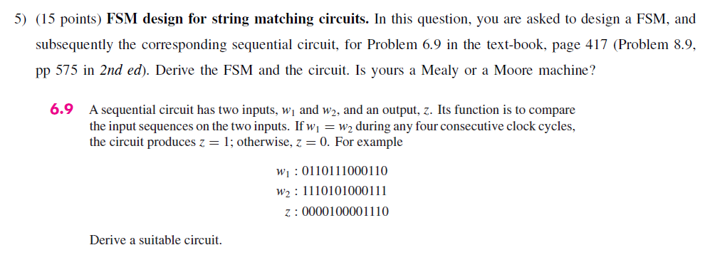 Solved 5 15 Points Fsm Design For String Matching 0238