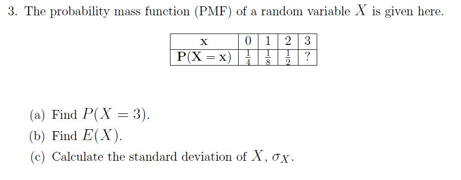 Solved 3. The probability mass function (PMF) of a random | Chegg.com