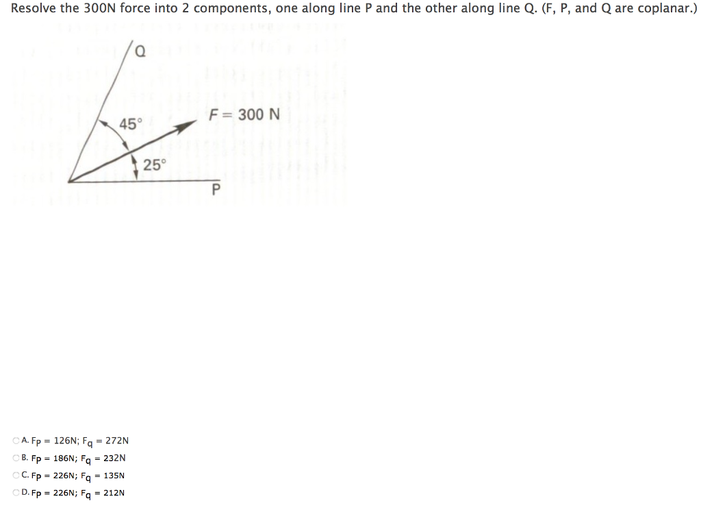 Solved Resolve the 300N force into 2 components, one along | Chegg.com