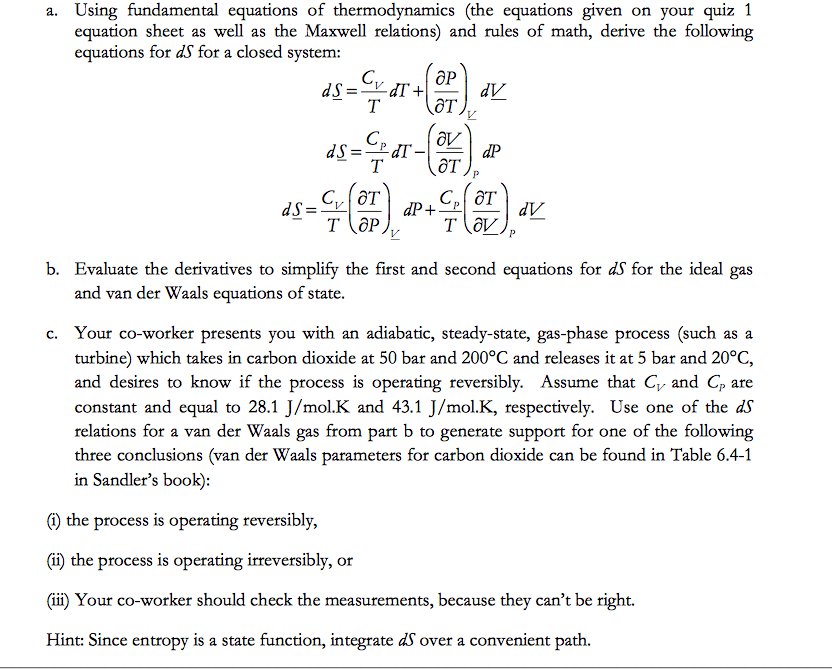 Thermodynamics Formula Sheet