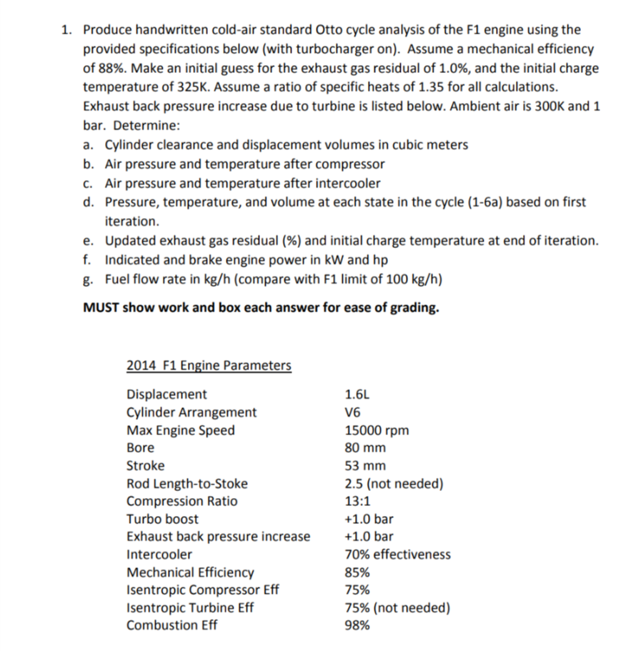 Solved Produce handwritten cold-air standard Otto cycle | Chegg.com