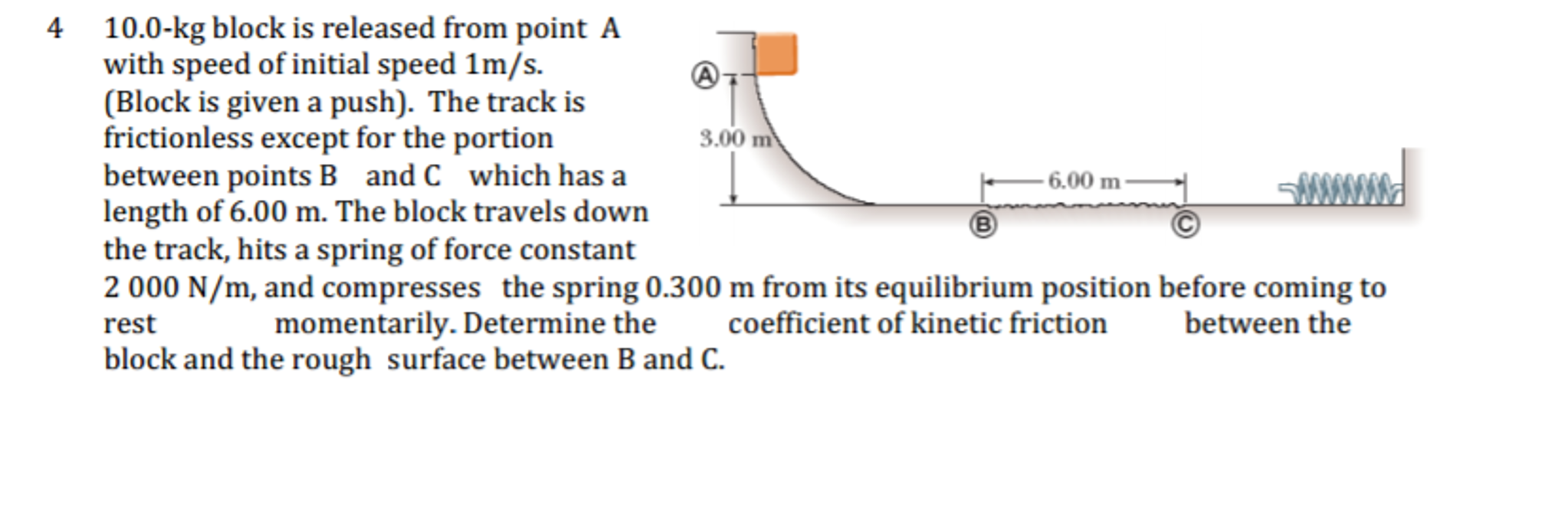 Solved 10.0-kg block is released from point A with speed of | Chegg.com
