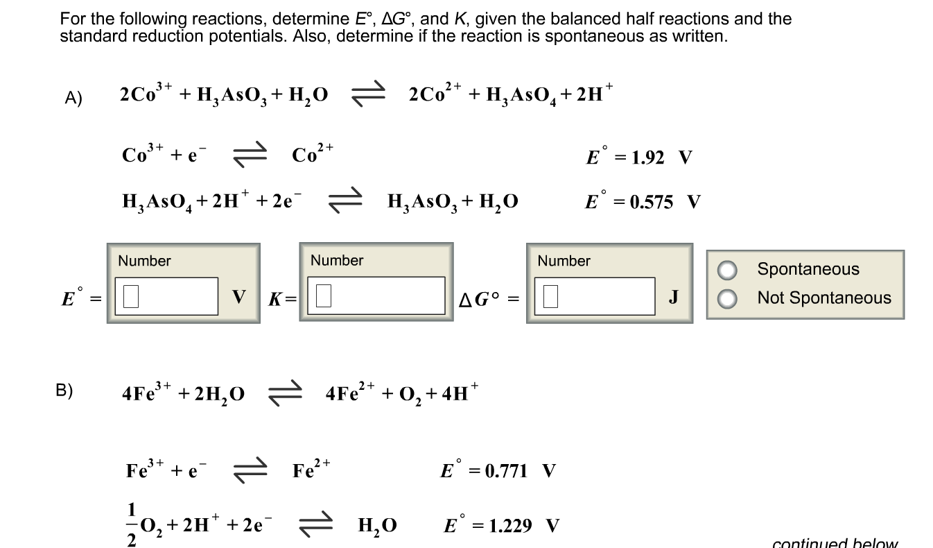 Solved For The Following Reactions Determine E Degree