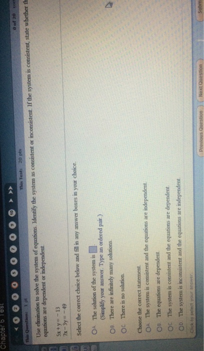 Solved Use elimination to solve the system of equations. | Chegg.com