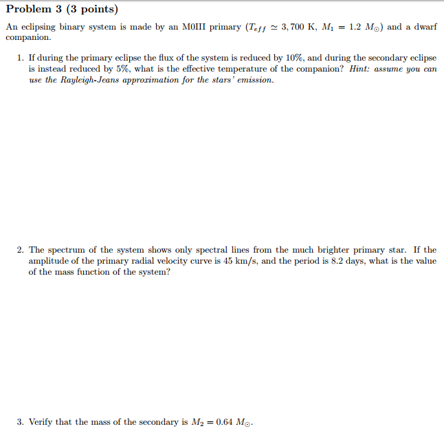 An Eclipsing Binary System Is Made By An M0iii