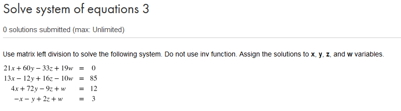 Solved Solve system of equations 3 0 solutions submitted | Chegg.com