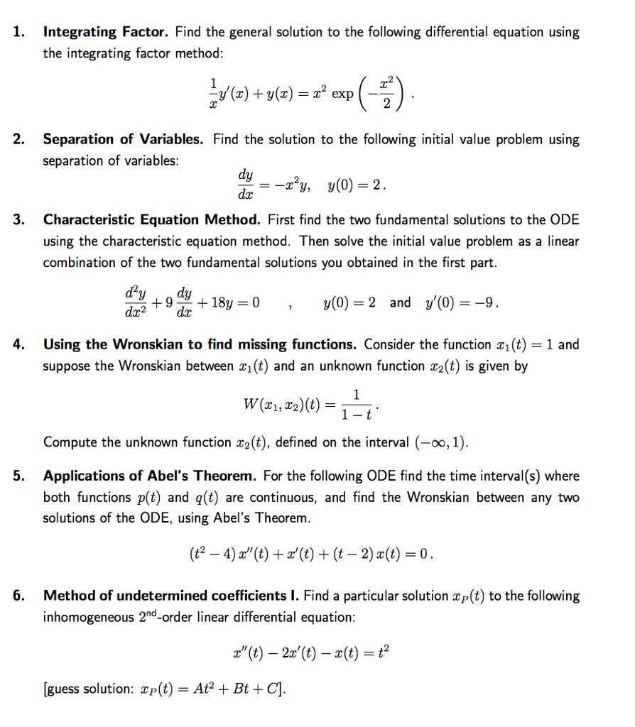 Solved 1 Integrating Factor Find The General Solution To