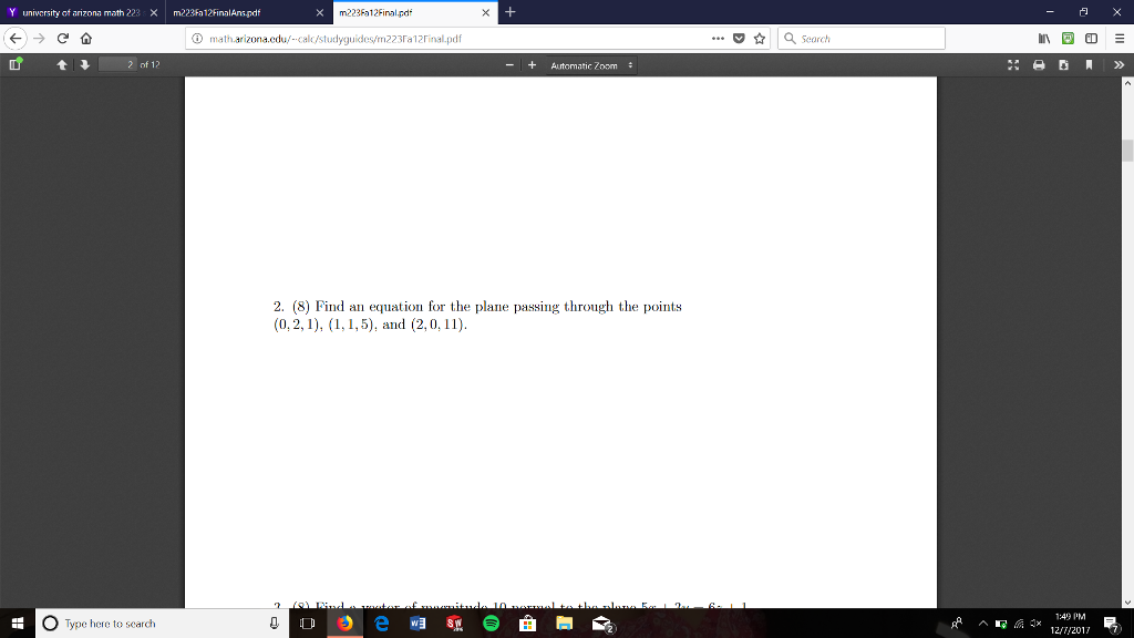 Solved Y university of arizona math 223 × | Chegg.com