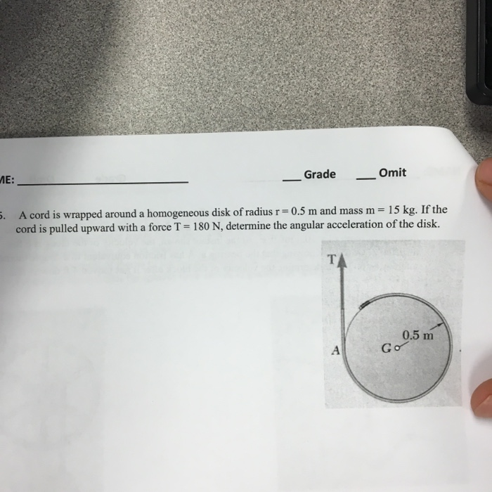 Solved A cord is wrapped around a homogeneous disk of radius | Chegg.com