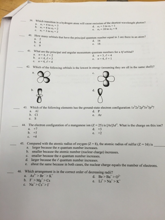 Solved The Electron Configuration Of A Manganese Ion Z