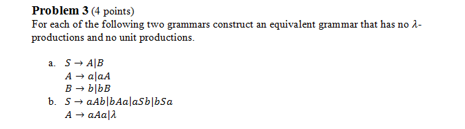Solved For each of the following two grammars construct an | Chegg.com