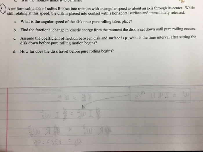 Solved A uniform solid disk of radius R is set into rotation | Chegg.com