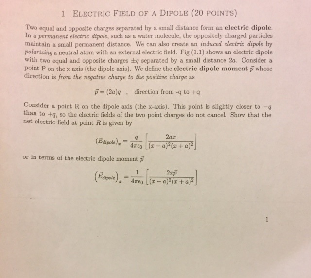 Two equal and opposite charges separated by a small | Chegg.com