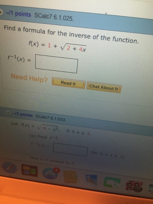 Solved Find a formula for the inverse of the function.f(x) = | Chegg.com