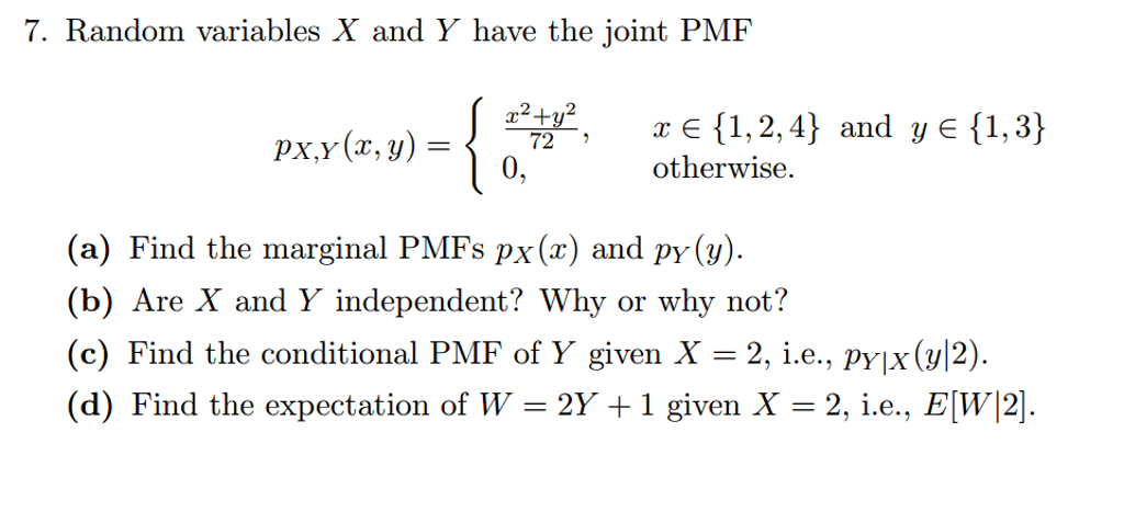 Solved Random Variables X And Y Have The Joint Pmf Px Y X